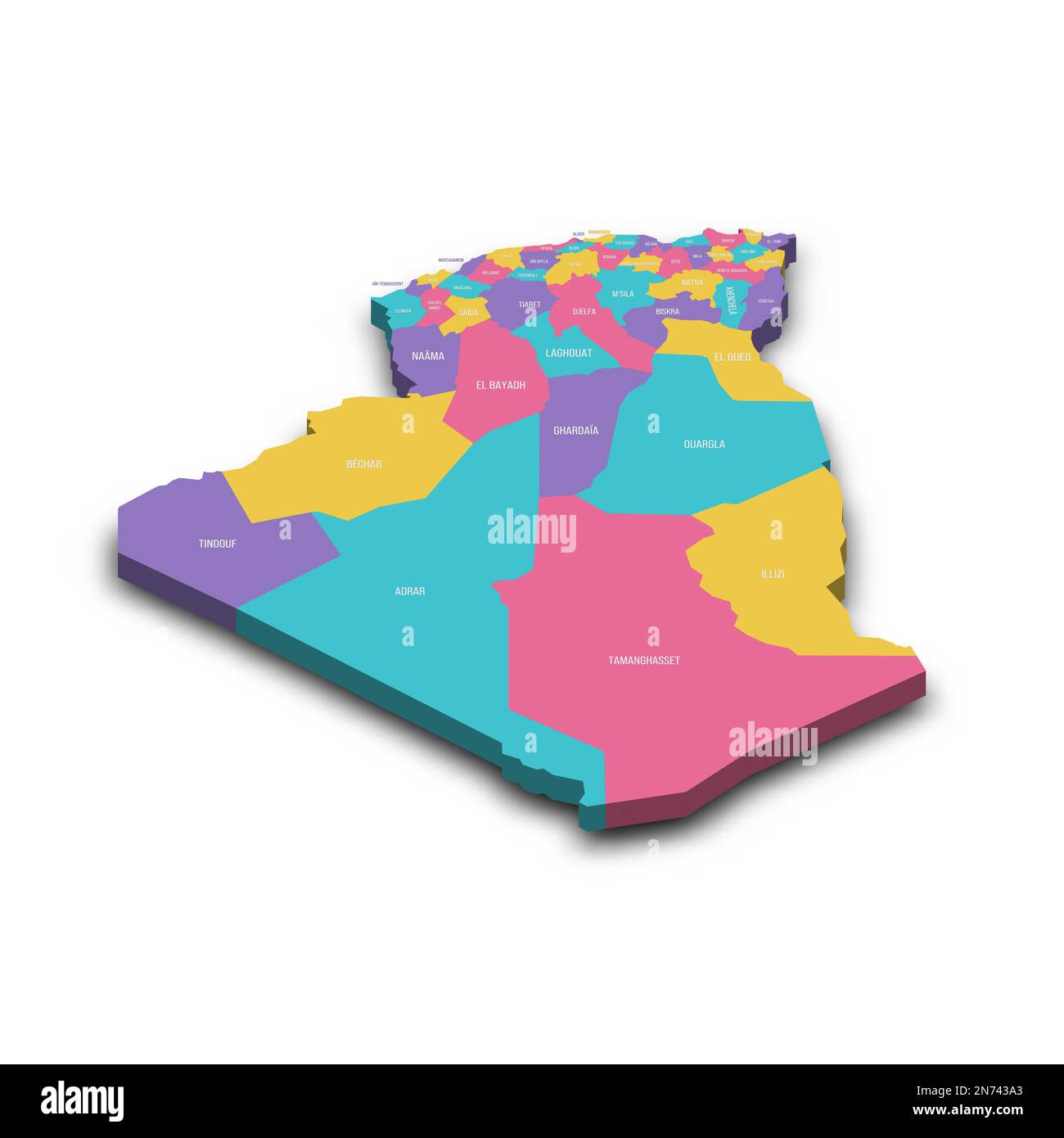 Algeria political map of administrative divisions - provinces. Colorful ...