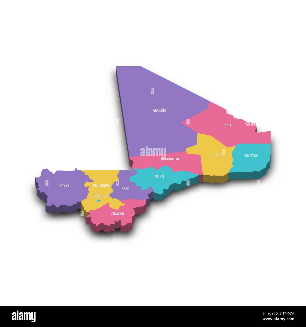 Mali political map of administrative divisions - regions and capital ...