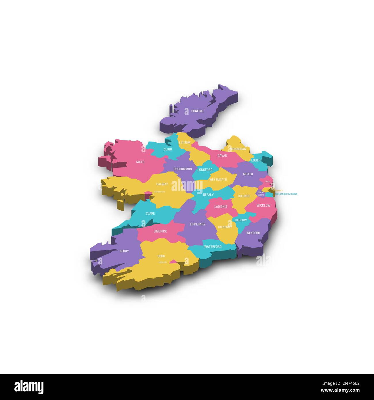Ireland political map of administrative divisions - counties and cities ...
