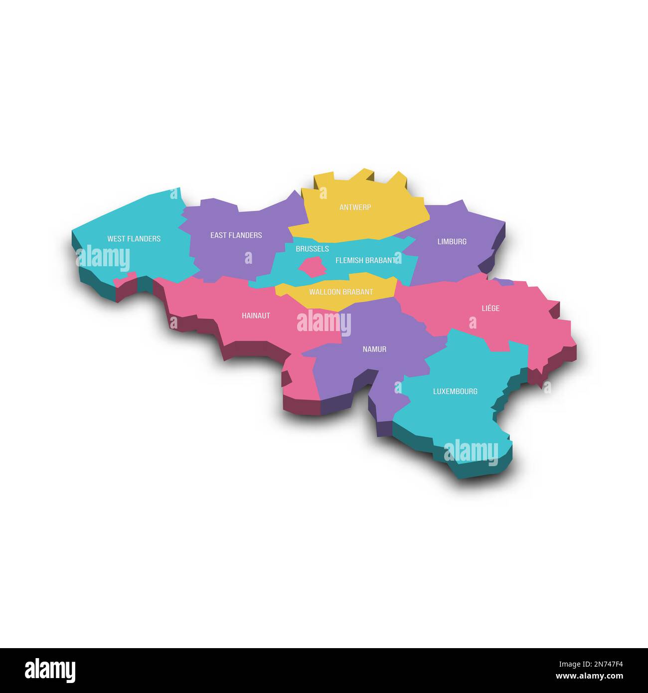 Belgium political map of administrative divisions - provinces. Colorful ...