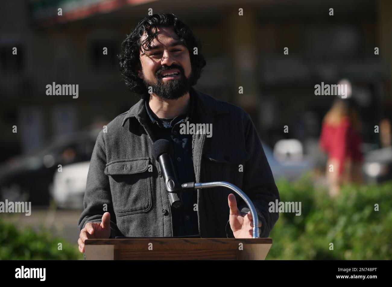 Ivan Arevalo, art muralist in Tijuana, Mexico at the press conference ...