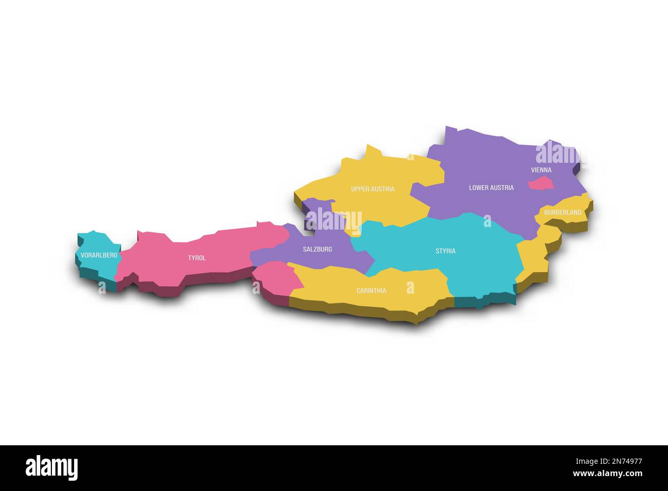 Austria political map of administrative divisions - federal states ...