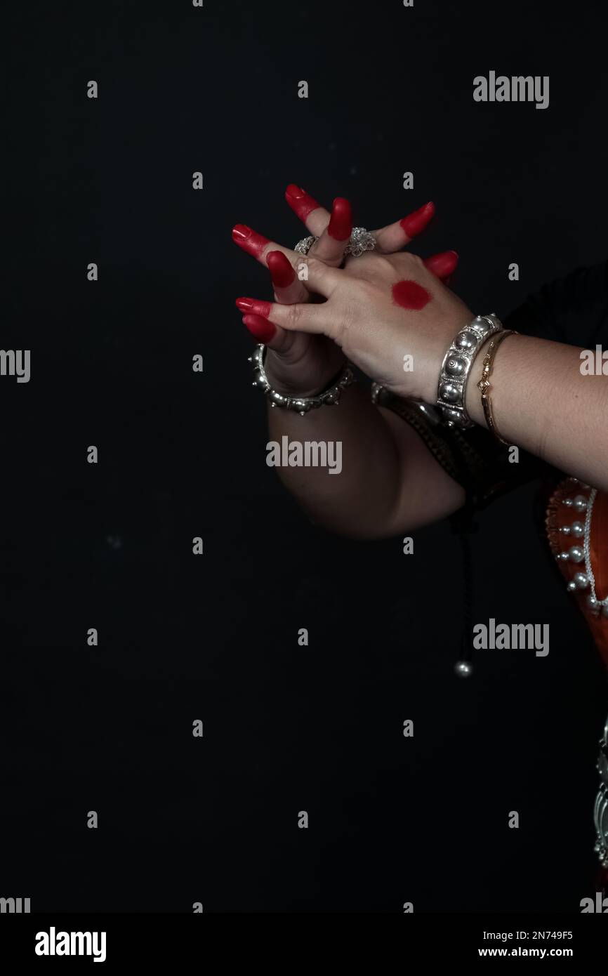 A Close up of Hand gestures of an Odissi dancer, Indian classical dance ...