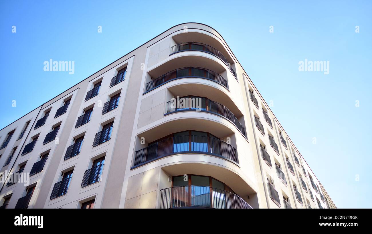 Modern architecture building facade with balconies. New apartments ...