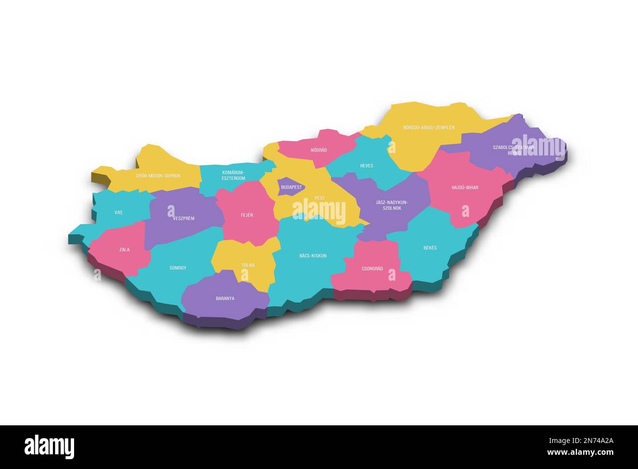 Hungary political map of administrative divisions - counties and ...