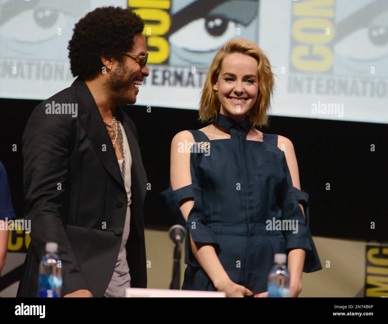 Lenny Kravitz, left, and Jena Malone attends the "The Hunger Games ...