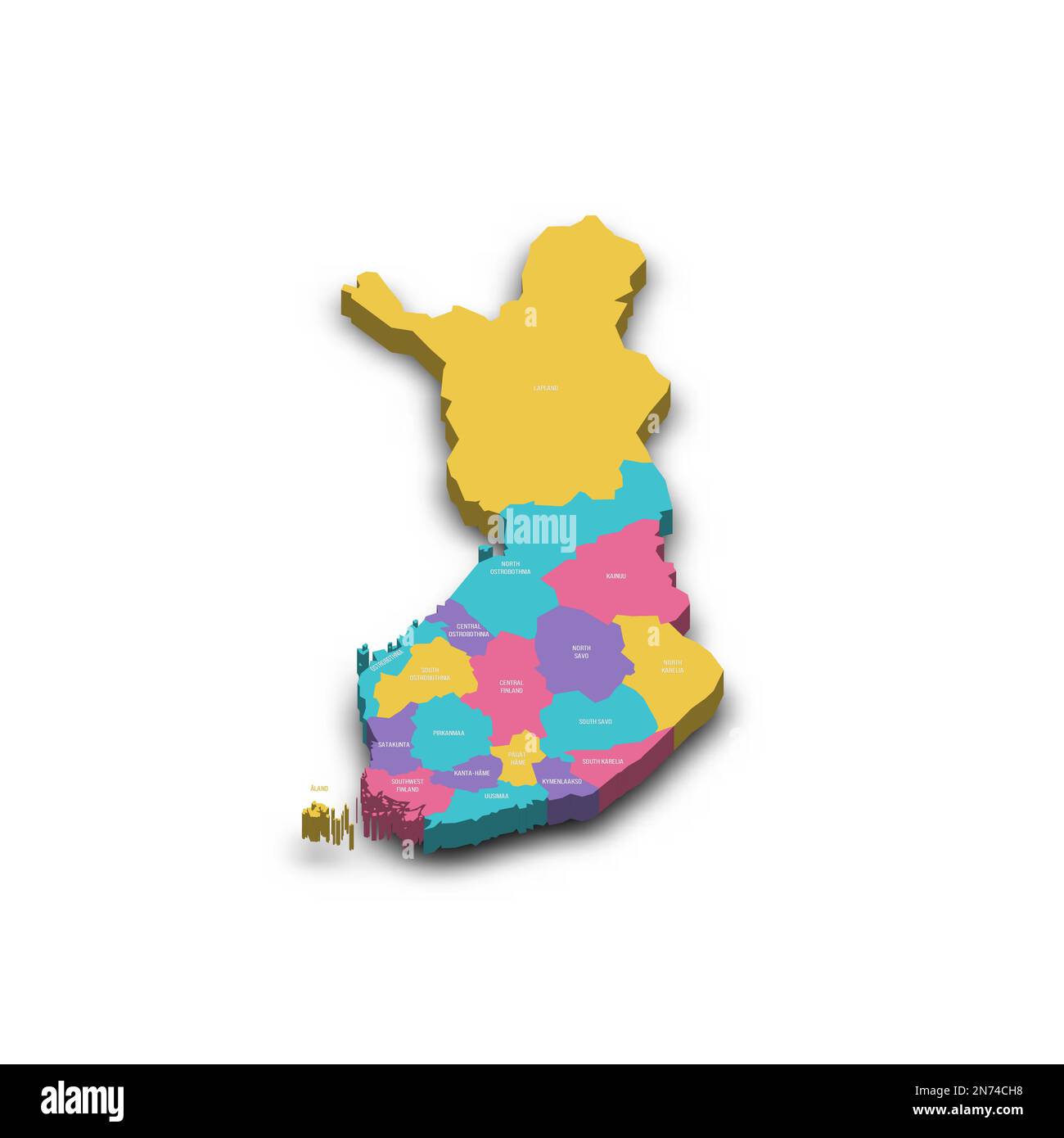Finland political map of administrative divisions - regions and one ...