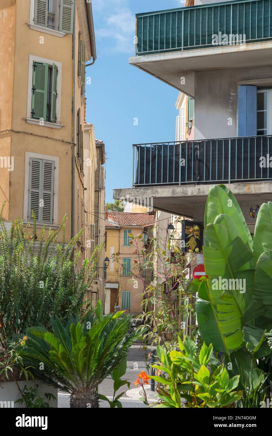Building facades at the port of la seyne sur mer hi-res stock ...