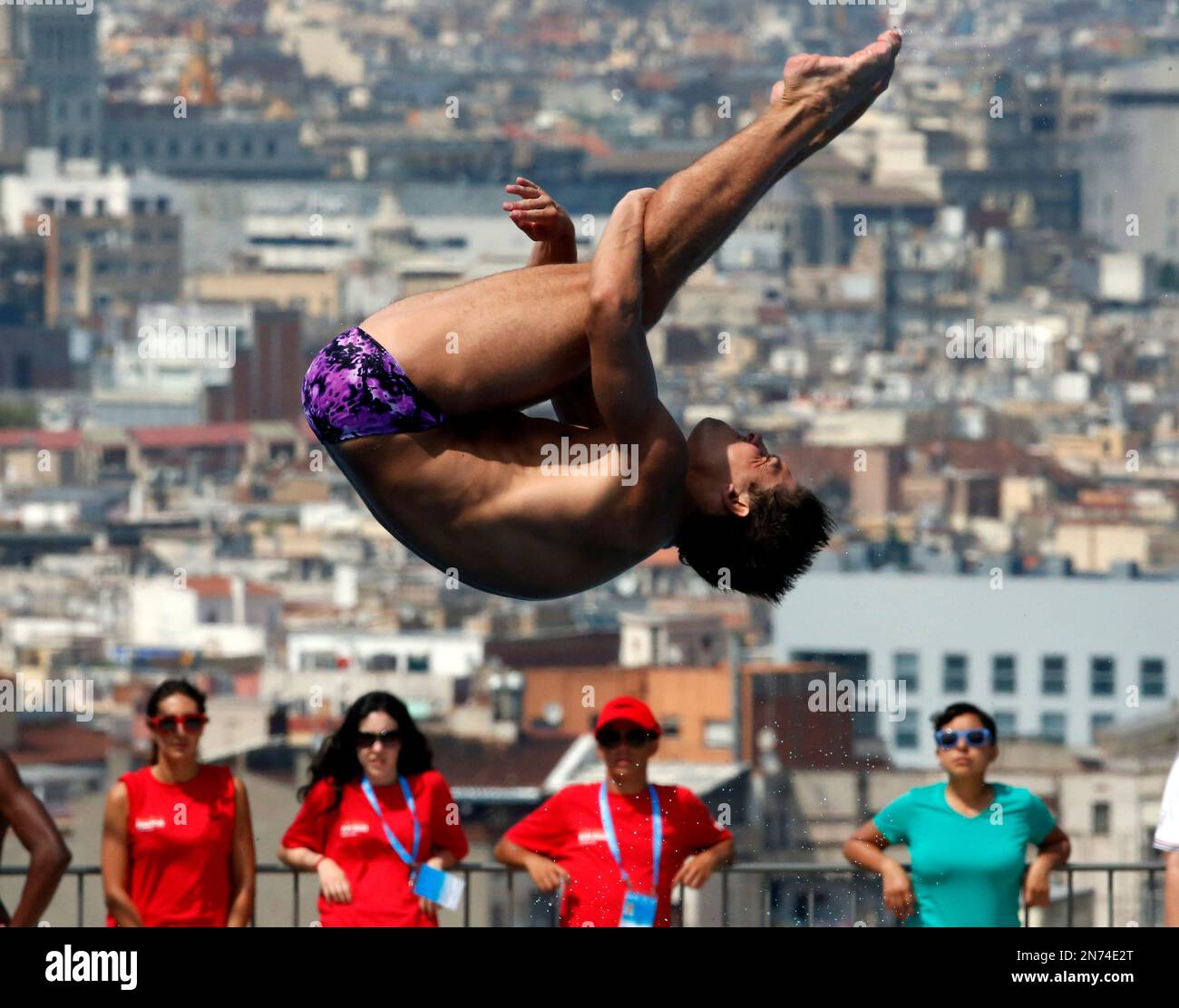 Illya Kvasha from the Ukraine performs during the men's 1-meter ...