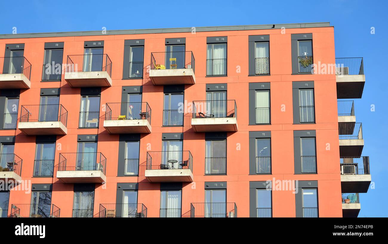 Modern architecture building facade with balconies. New apartments ...