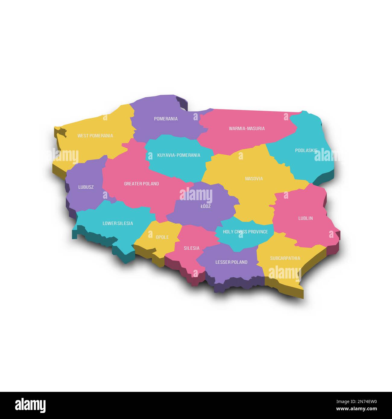 Poland political map of administrative divisions - voivodeships ...