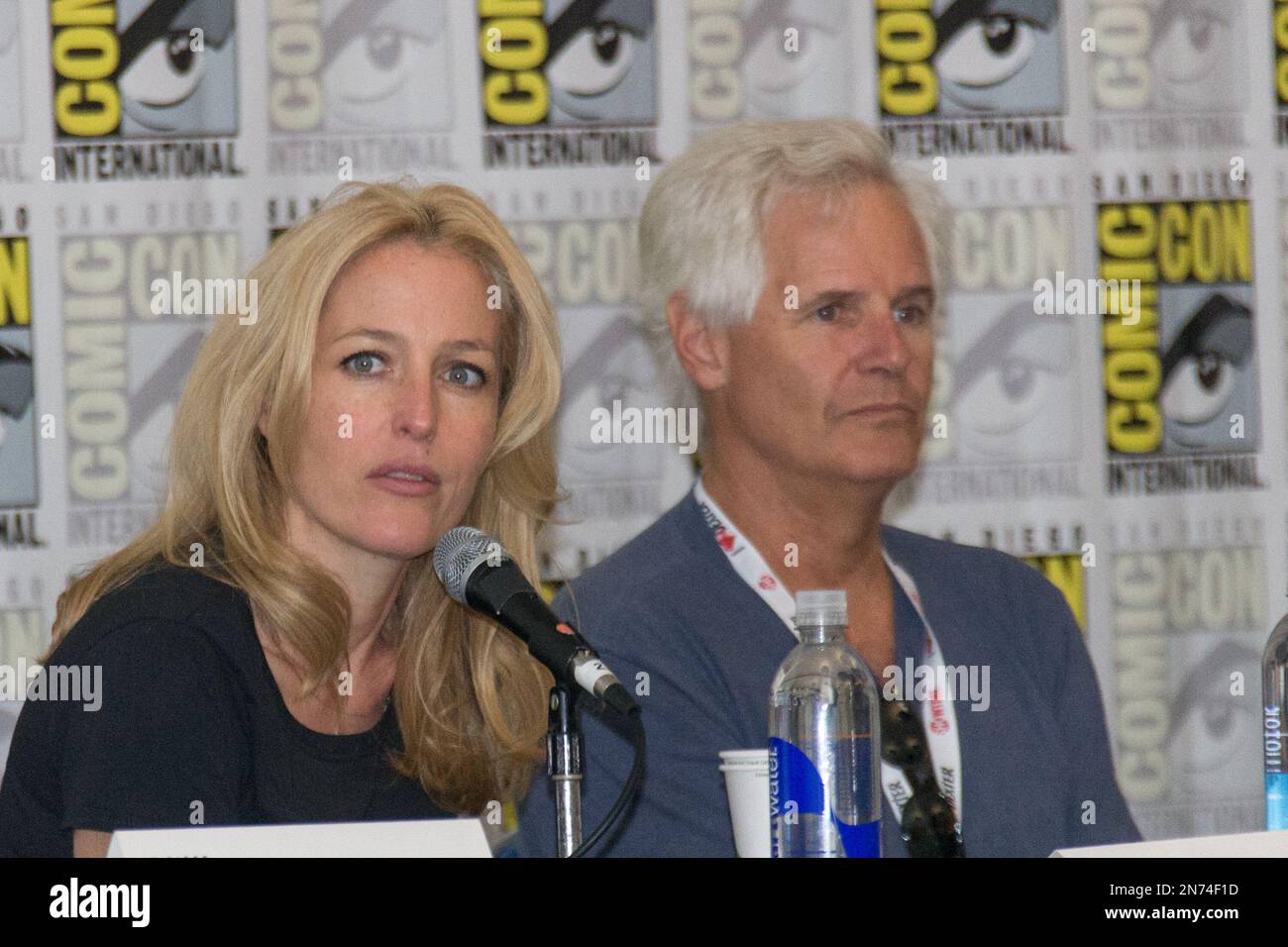 Actress Gillian Anderson (L) and writer Chris Carter attend "The X ...