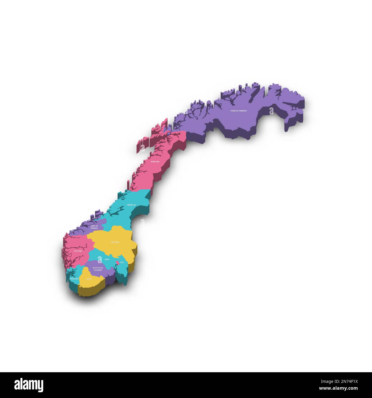 Norway political map of administrative divisions - counties and ...