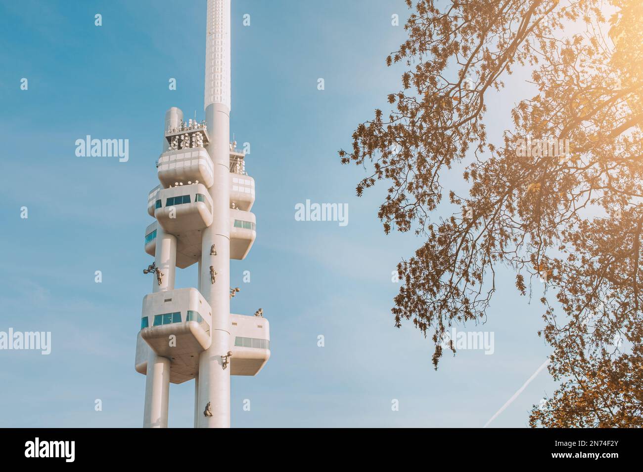 Zizkov Television Tower, TV transmitter. Architecture building by David ...