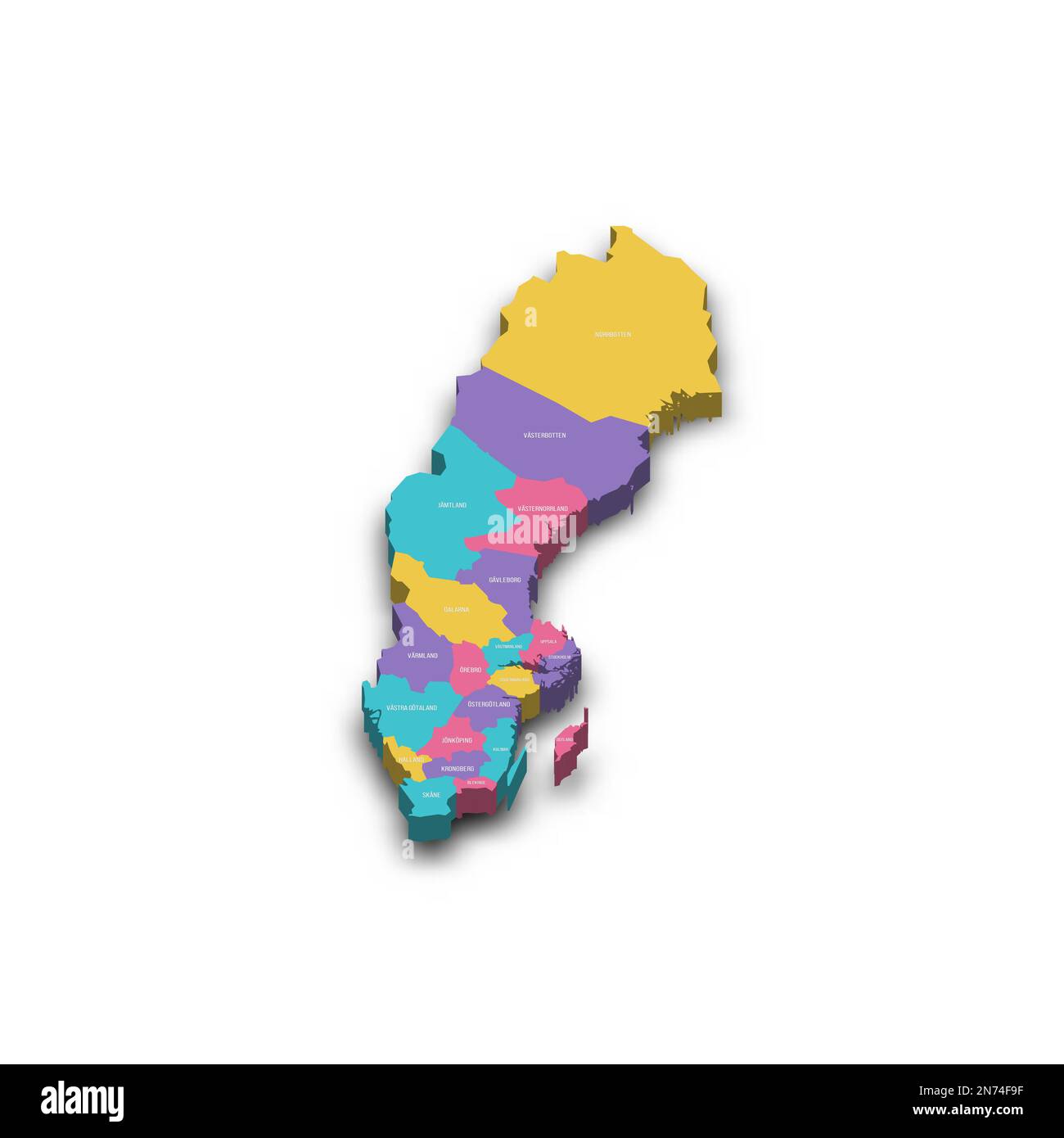Sweden political map of administrative divisions - counties. Colorful ...