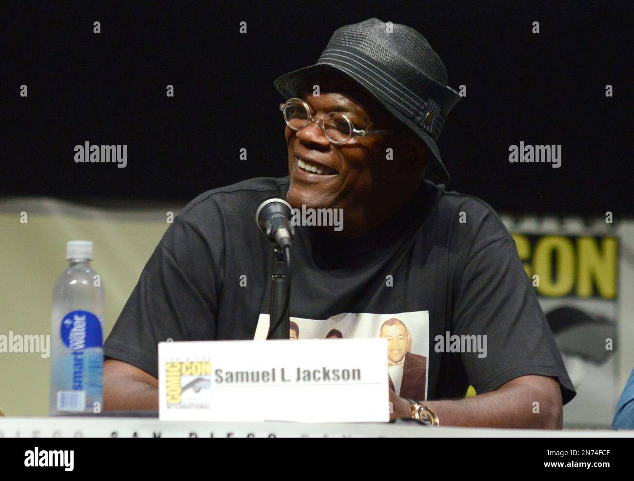 Samuel L. Jackson attends the "RoboCop" panel on Day 3 of Comic-Con ...