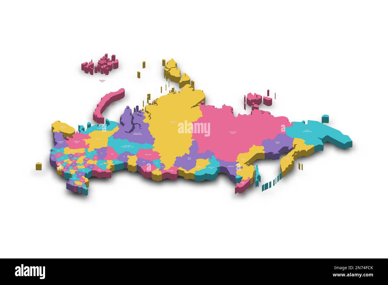 Russia political map of administrative divisions - oblasts, republics ...