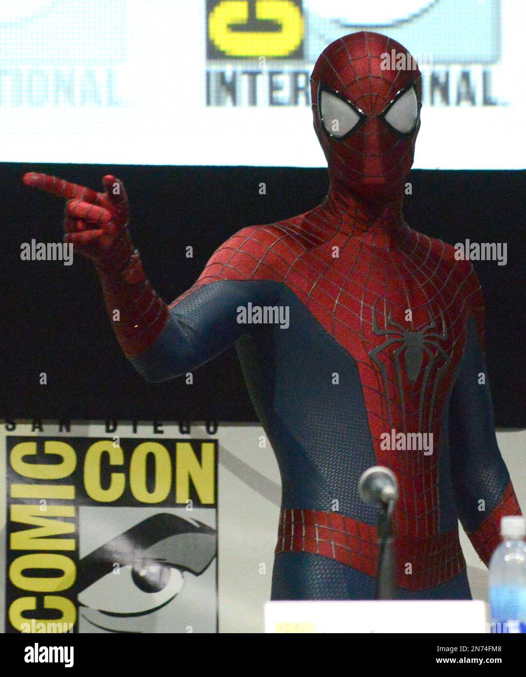 Spider-Man attends the "The Amazing Spider-Man 2" panel on Day 3 of ...