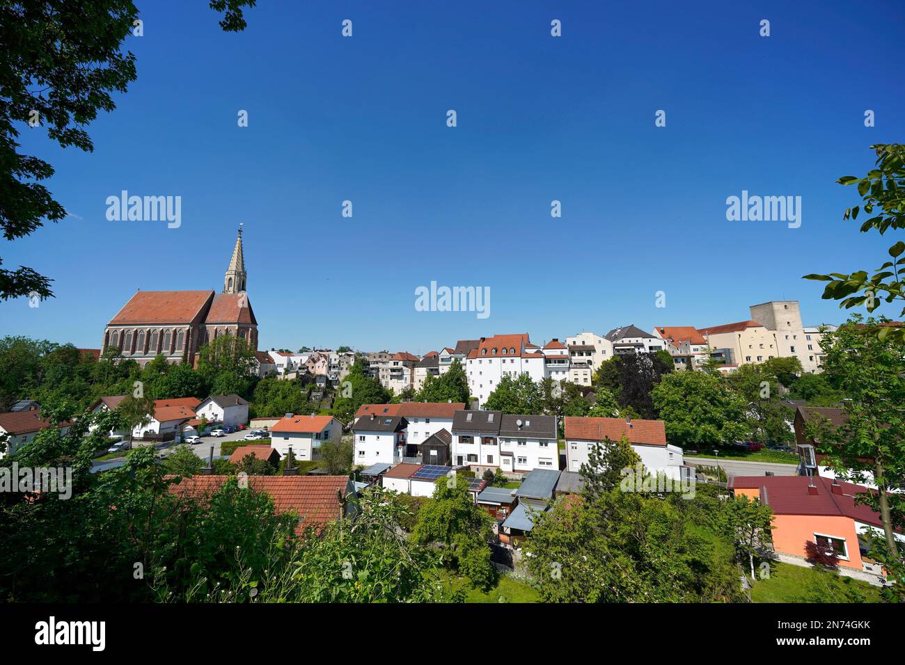 Germany, Bavaria, Upper Bavaria, Altötting county, Neuötting, town view ...