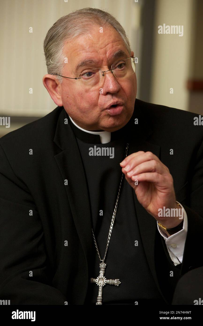Archbishop of Los Angeles Jose Gomez speaks during an interview about ...