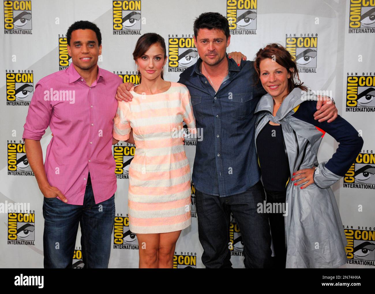 "Almost Human" cast members from left, Michael Ealy, Mekia Cox, Karl Urban and Lili Taylor pose ...