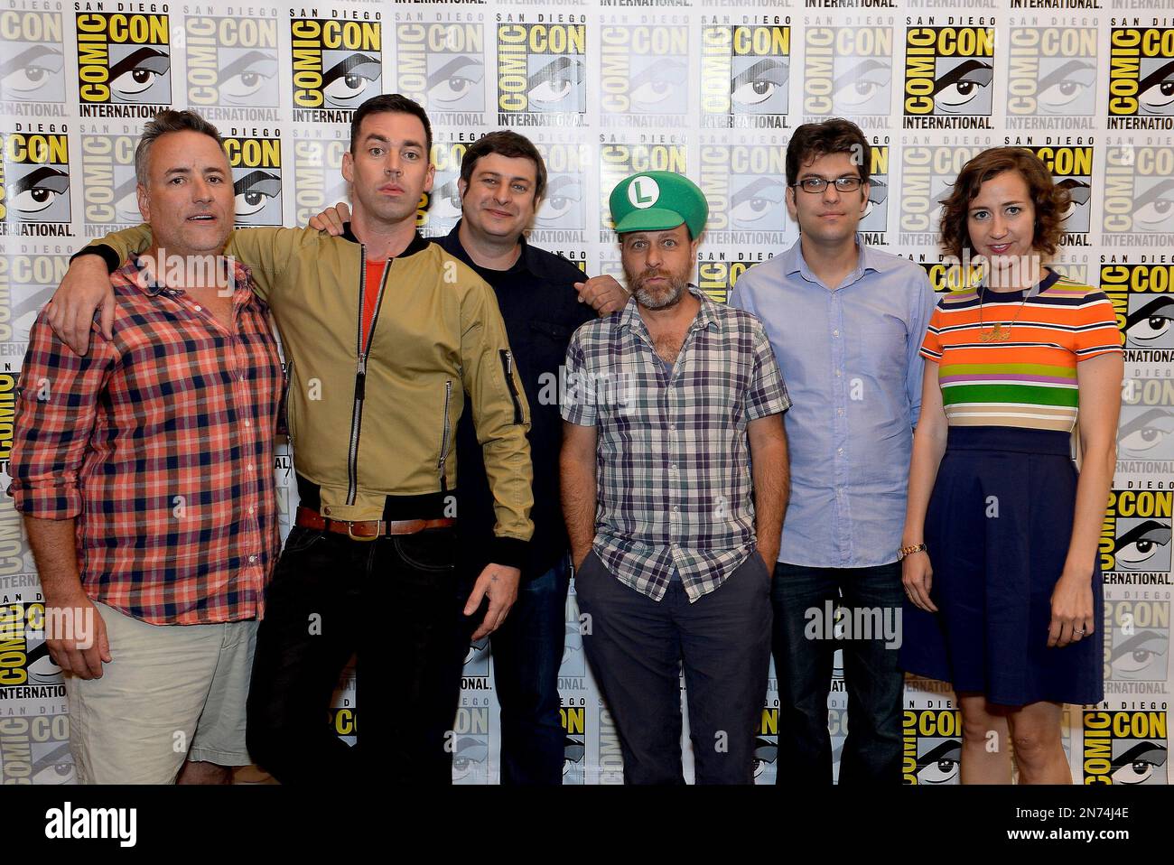 From left, actors Larry Murphy, John Roberts, Eugene Mirman, H. Jon ...