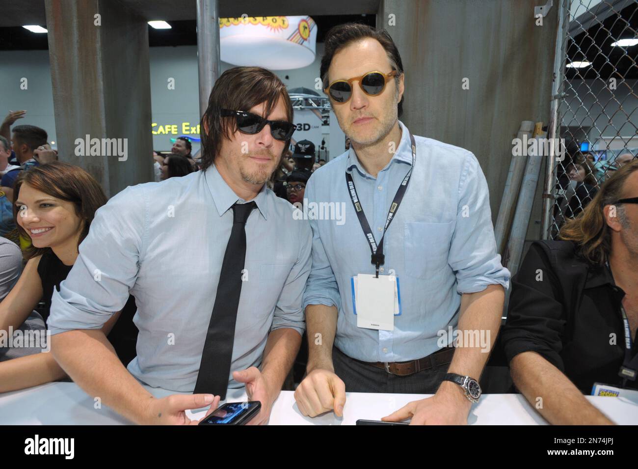 Norman Reedus, left, and David Morrissey attend AMC's 'The Walking Dead ...