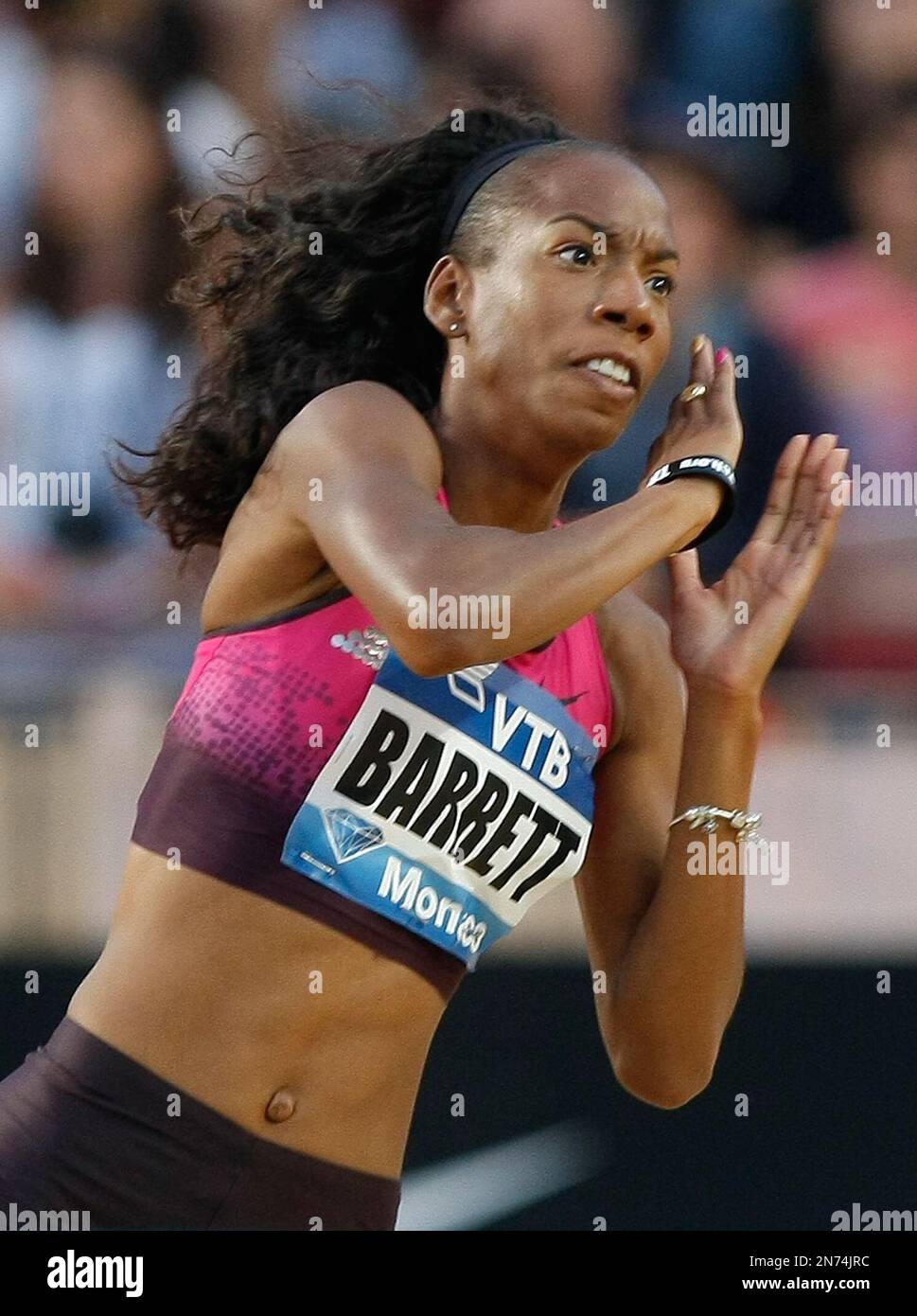 Brigetta Barrett of USA in action to win the women's high jump at the ...