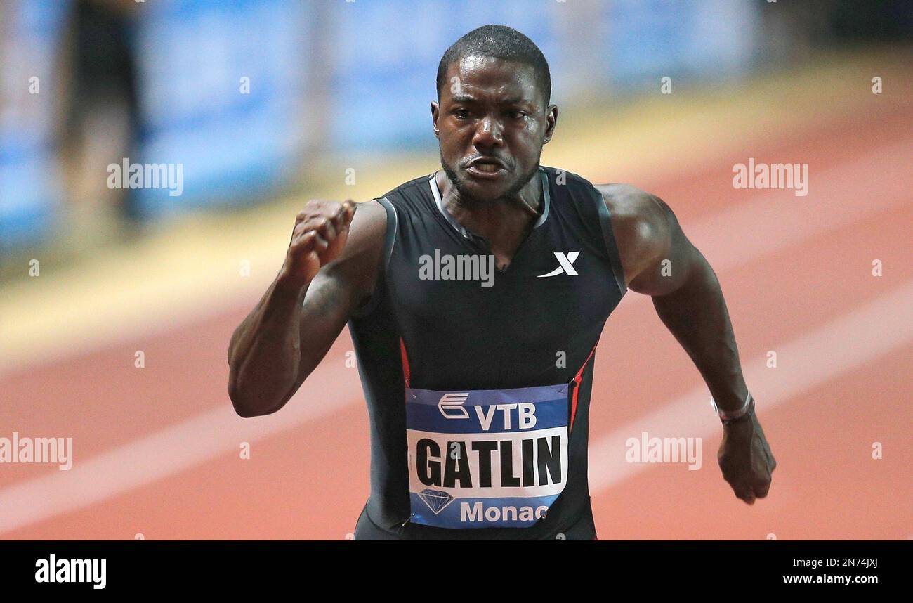 Justin Gatlin of USA wins the 100m men race at the Herculis ...