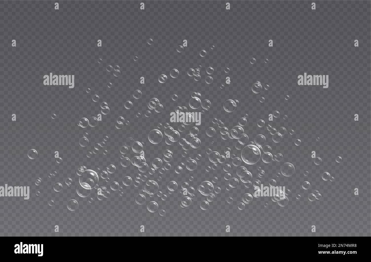 Underwater fizzing bubbles, soda or champagne carbonated drink ...