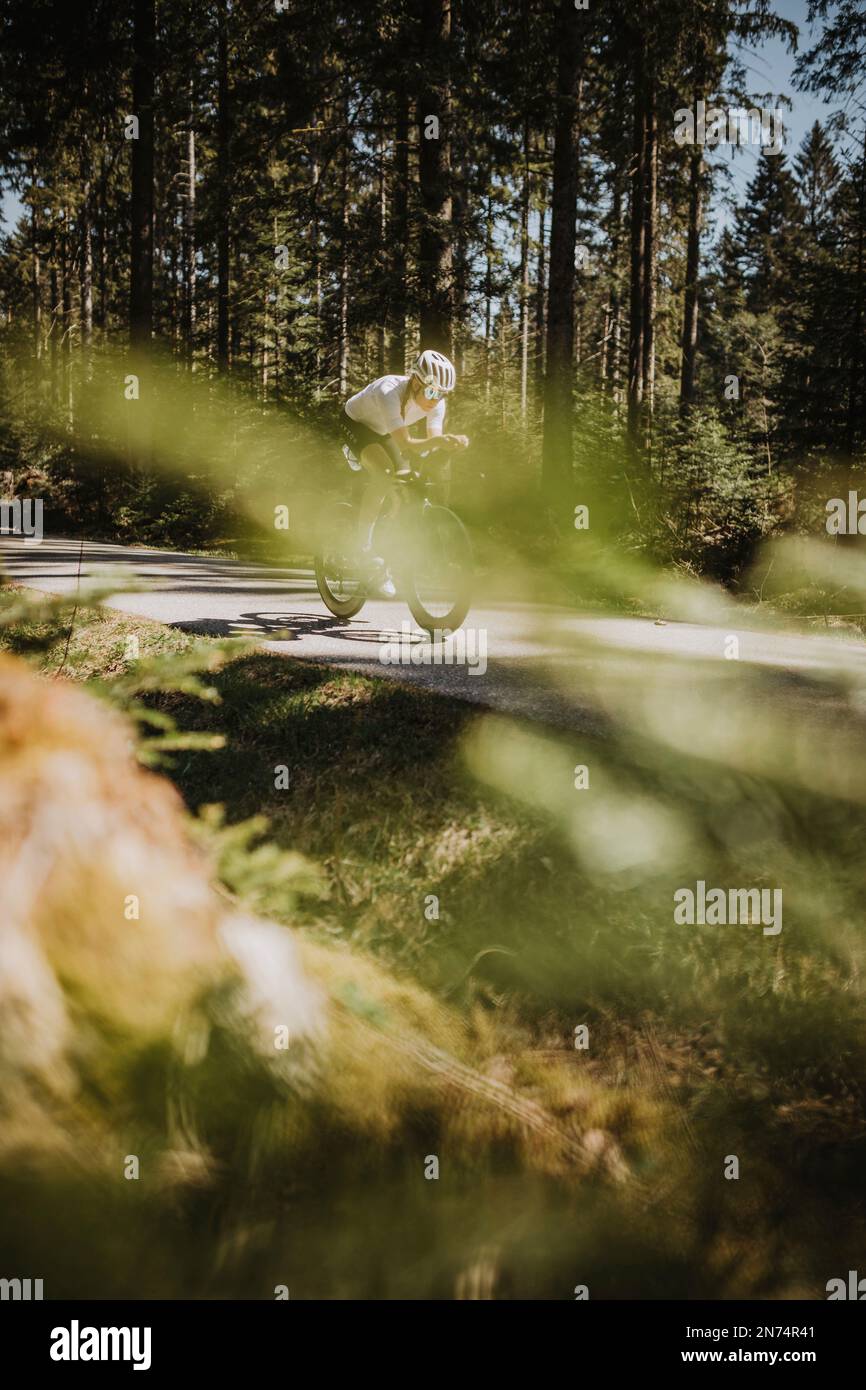 Professional triathlete on her time trial bike / Time Trial Bike in ...