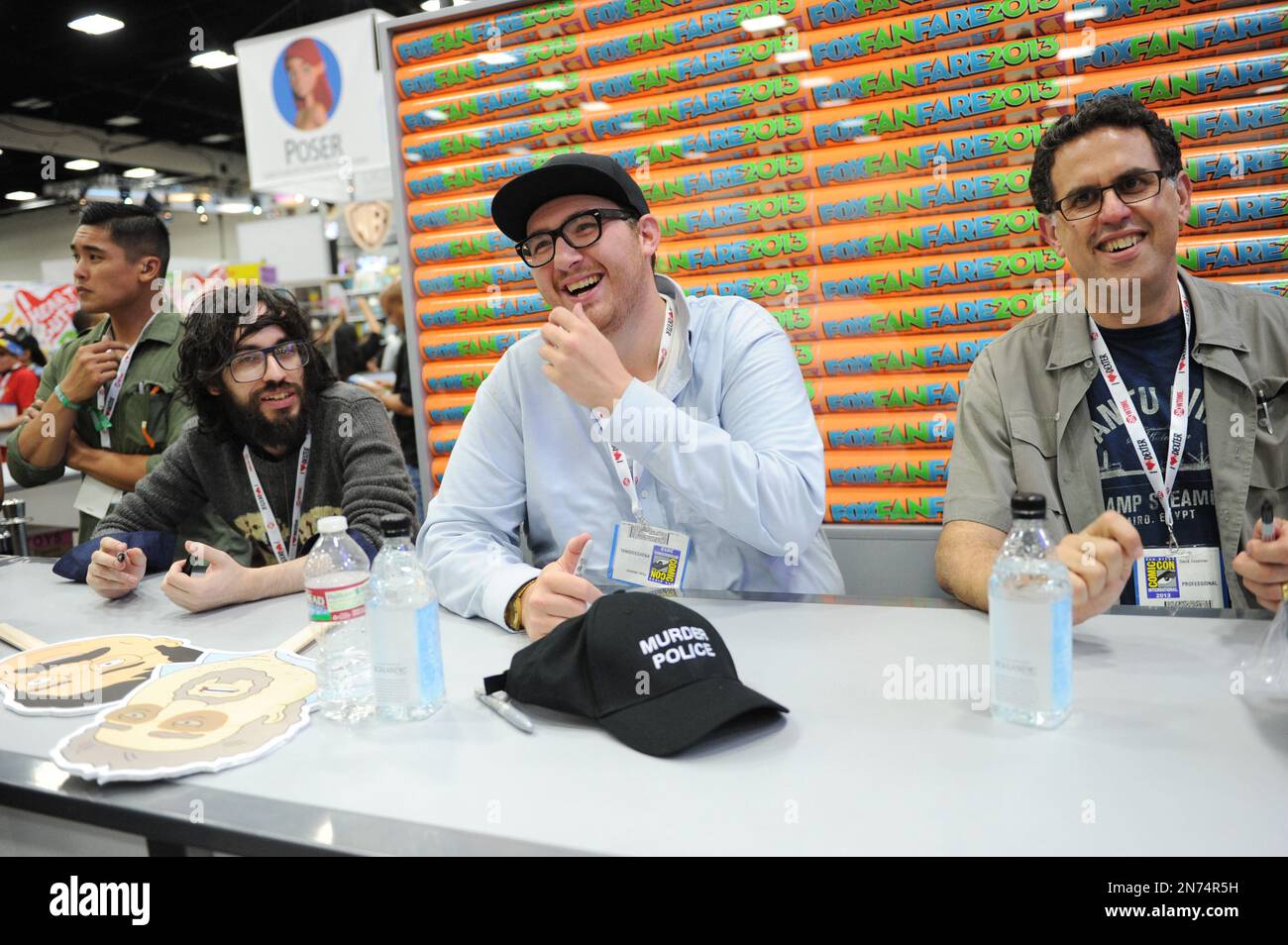 From left, Jason Ruiz, Peter Atencio and David A. Goodman attend the ...