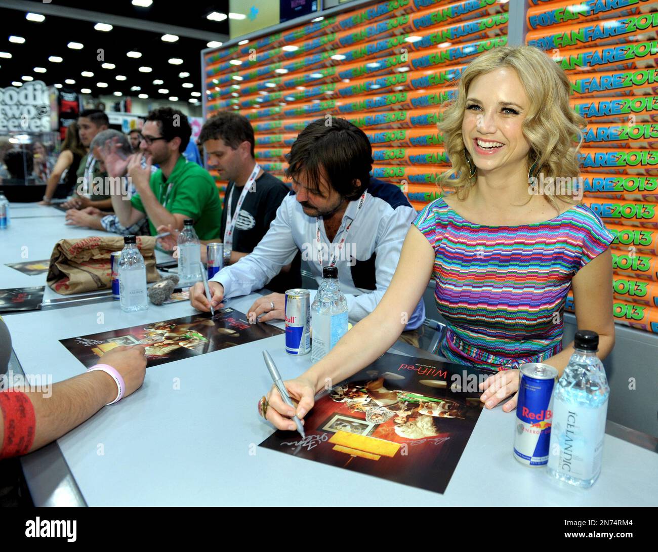 From left, producers David Zuckerman, Eli Jorne, Reed Agnew, and cast members Jason Gann, Fiona ...