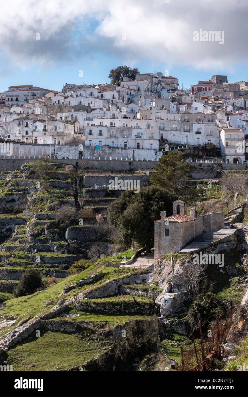 View of historic old pilgrimage town Monte Sant Angelo, Gargano ...