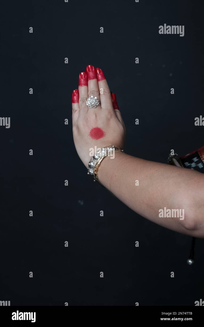 A close up of Hand gestures of an Odissi dancer, Indian classical dance ...