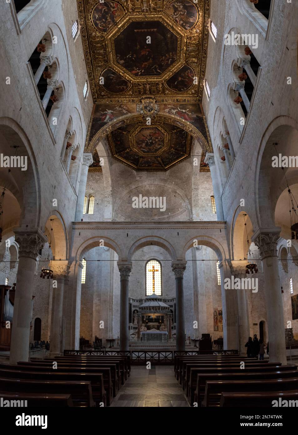 Bari, Italy, Inside of famous basilica San Nicola in Bari, burial place ...