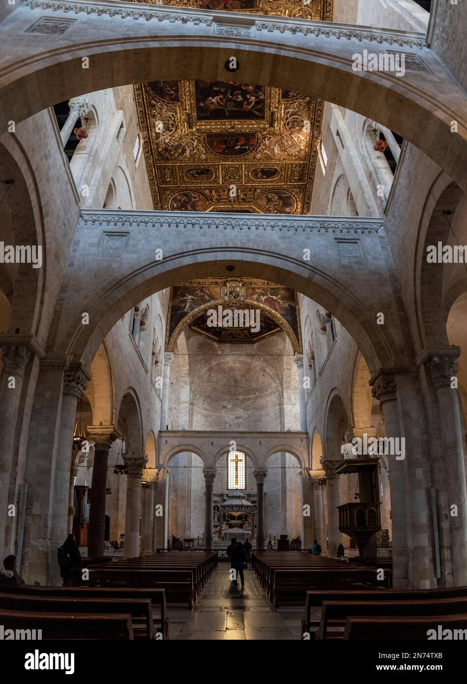 Bari, Italy, Inside of famous basilica San Nicola in Bari, burial place ...