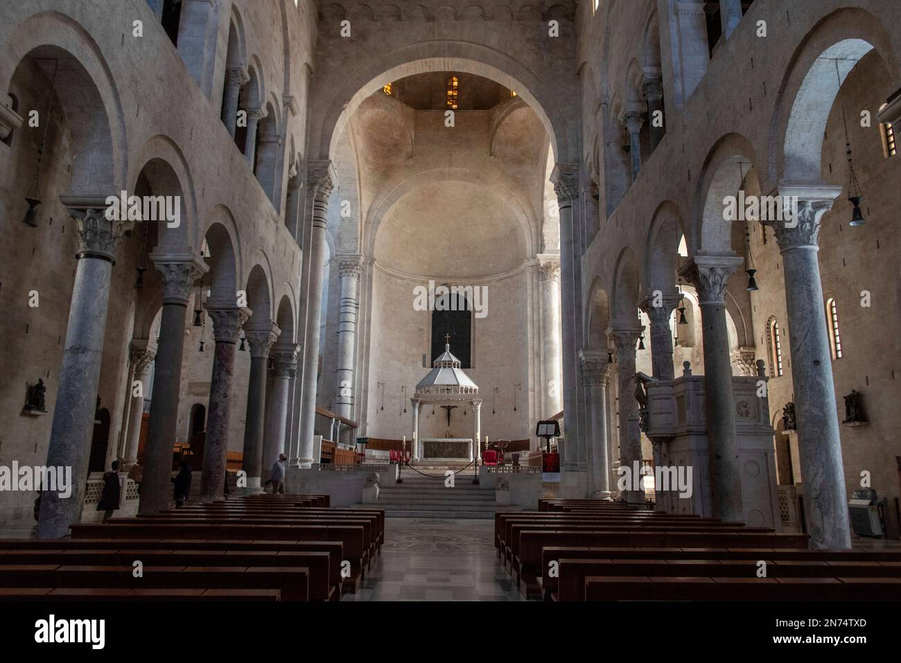 Bari, Italy, Main aisle of the San Sabino cathedral in Bari, Italy ...