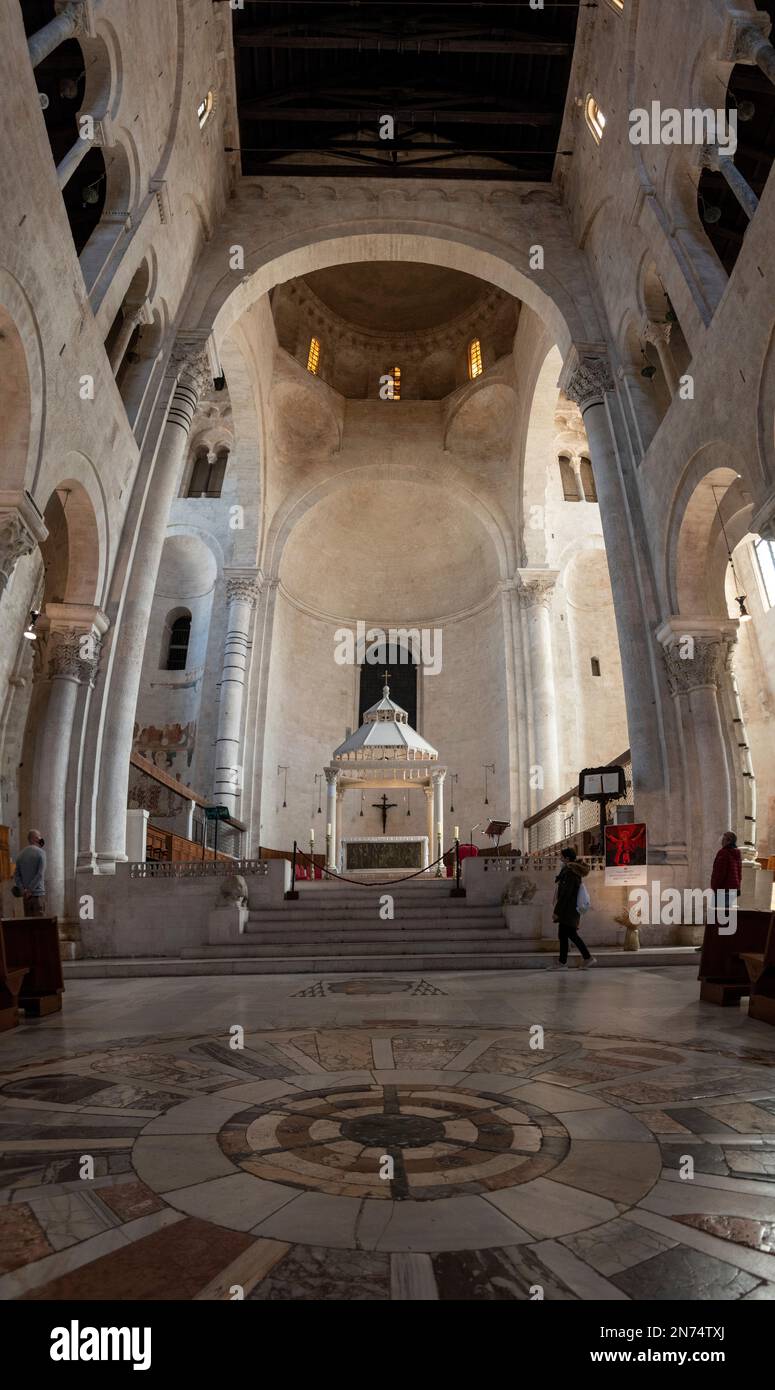 Bari, Italy, Main aisle of the San Sabino cathedral in Bari, Italy ...
