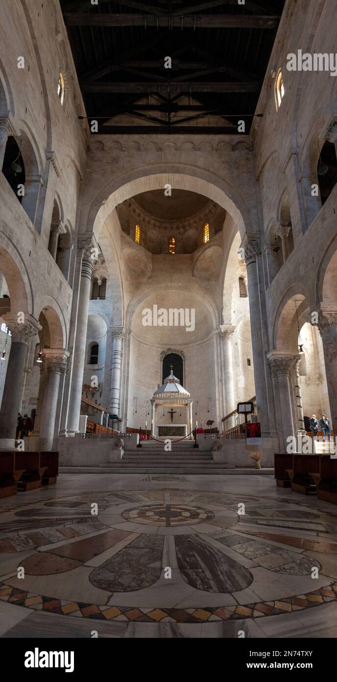 Bari, Italy, Main aisle of the San Sabino cathedral in Bari, Italy ...