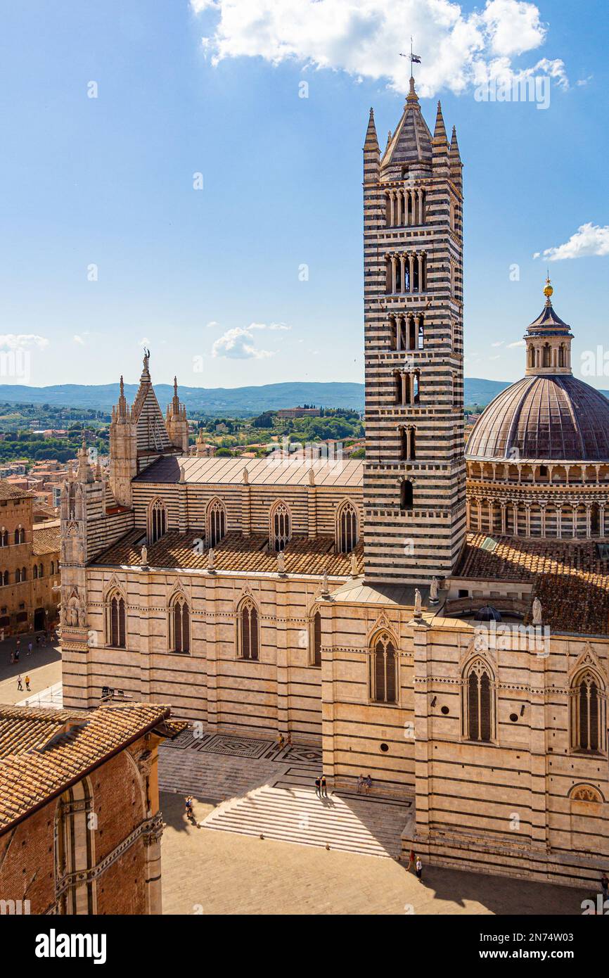 Siena, Italy 01 June 2022 High angle view to Cathedral of Siena from ...