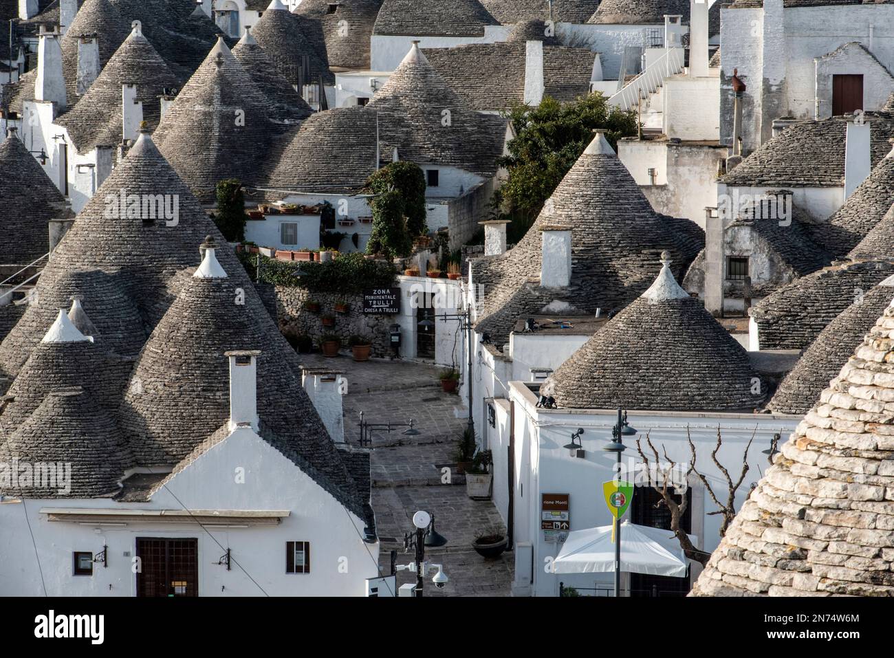Scenic cityscape of downtown Alberobello with its famous Trulli ...