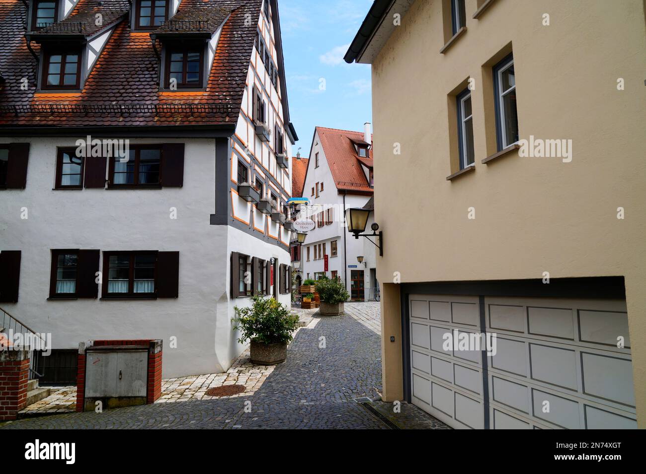 Scenic view of the Ulm City with its romantic, ancient half-timbered ...