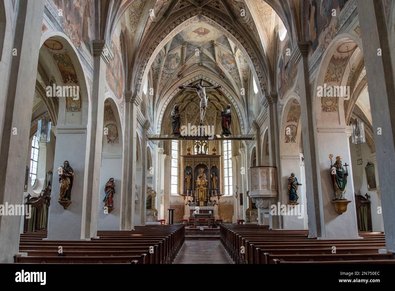 Interior of church Lambert at former monastery Seeon in Bavaria ...