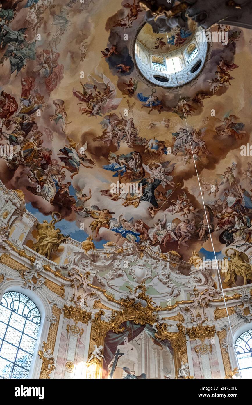 Beautiful decorative frescos inside the church Mary Assumption in ...