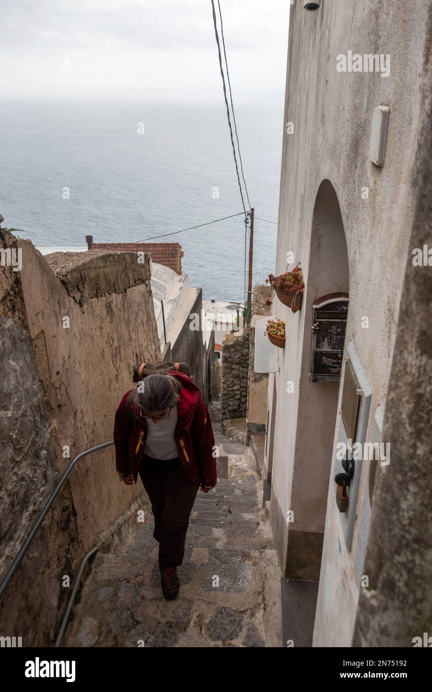 Hiking the famous path Sentiero degli Dei, the path of Gods at the ...