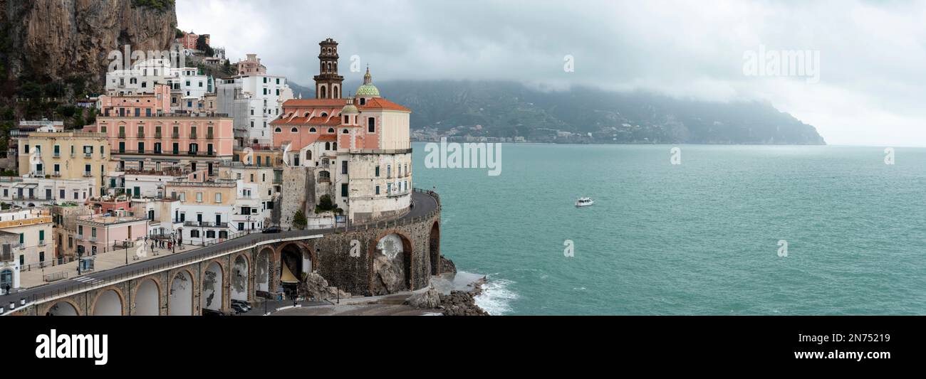 Coastal cityscape of the town of atrani in italy hi-res stock ...
