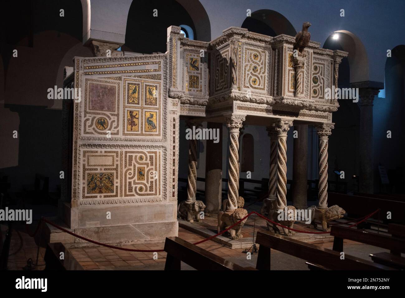 Ravello, Italy, Details of the pulpit of the cathedral in Ravello ...