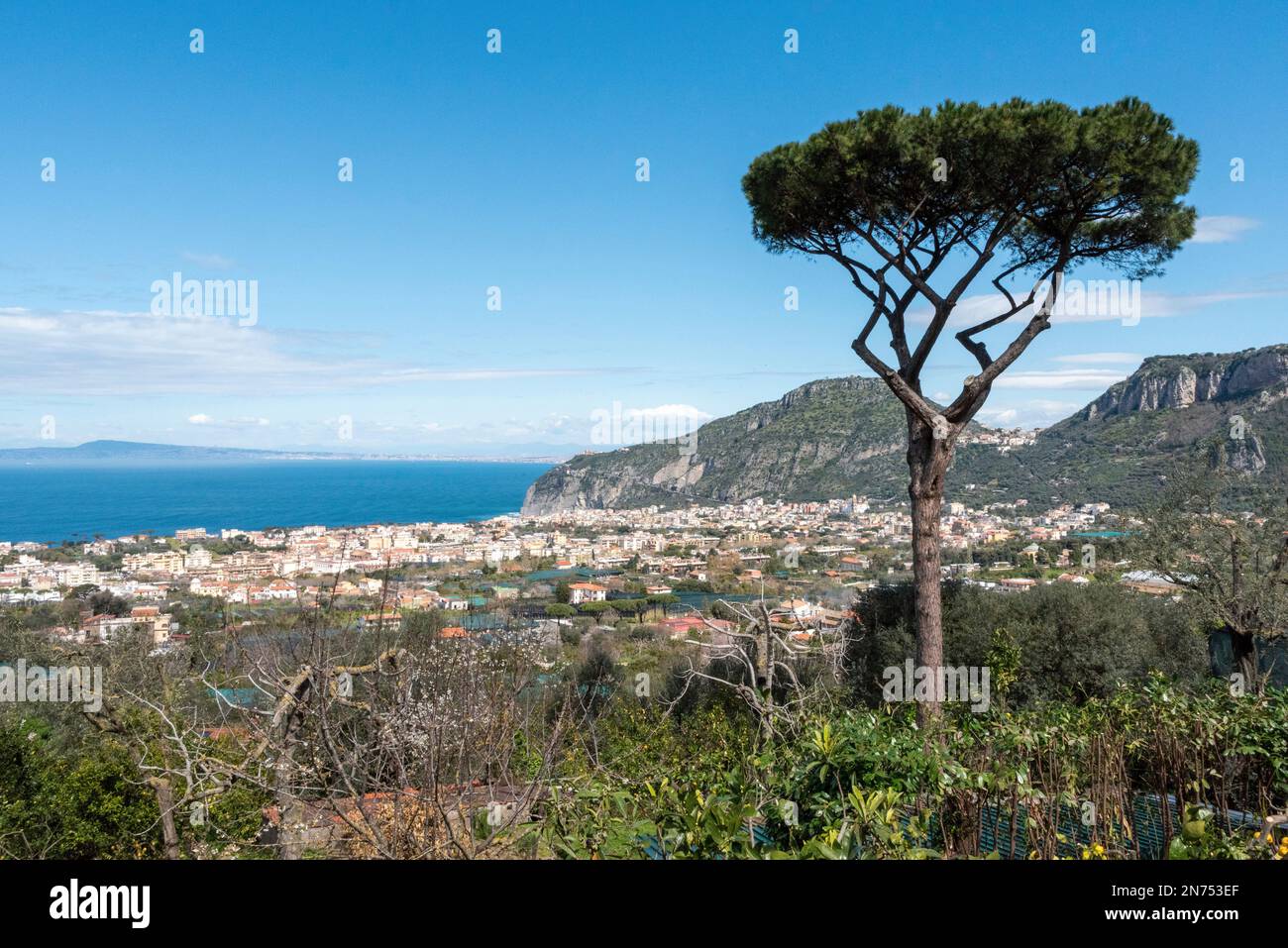 Panoramic view of the Gulf of Naples and the city of Vico Equense in ...