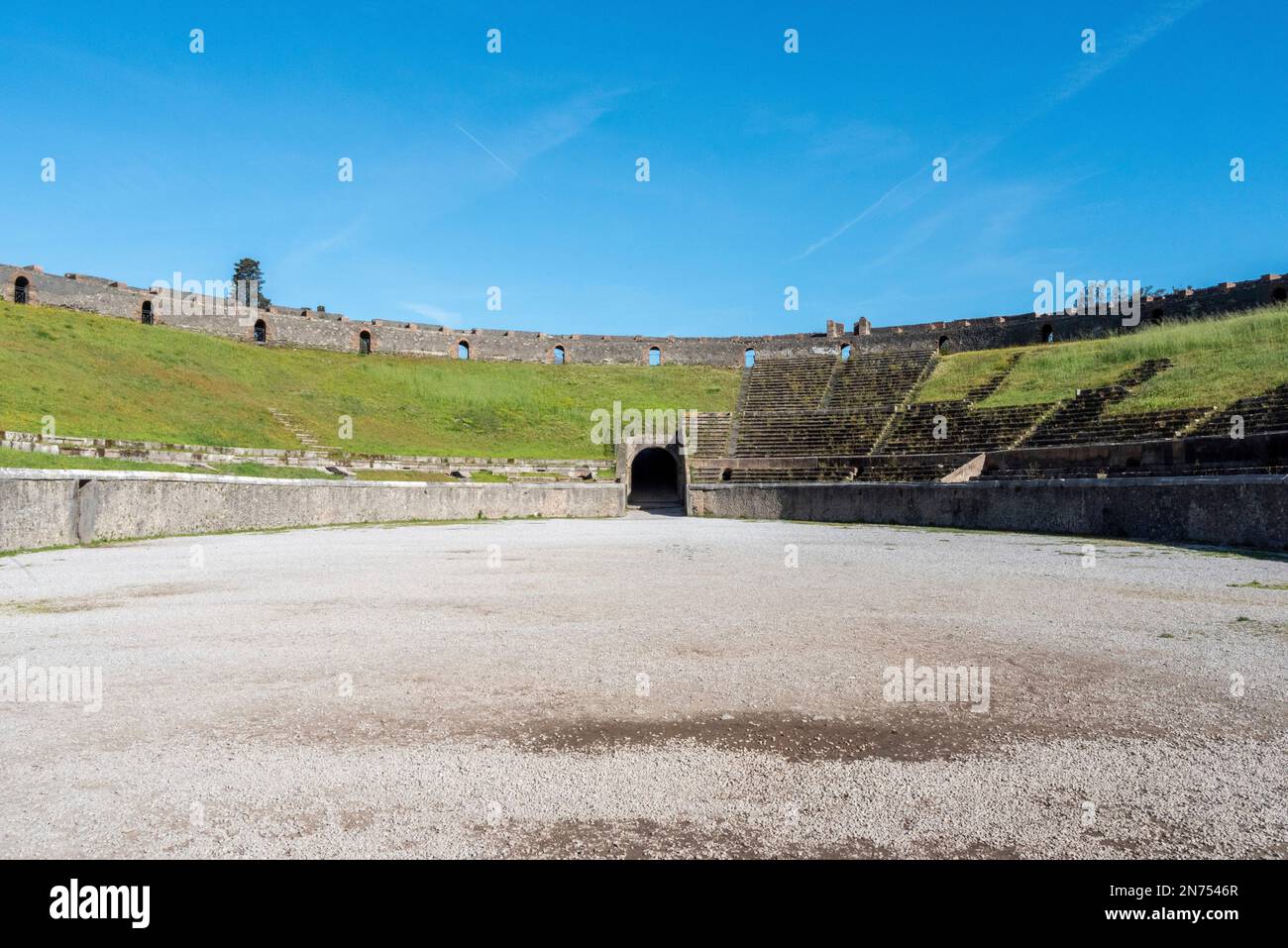 Pompeii, Italy, Ruins of the amphitheater in the ancient city of ...